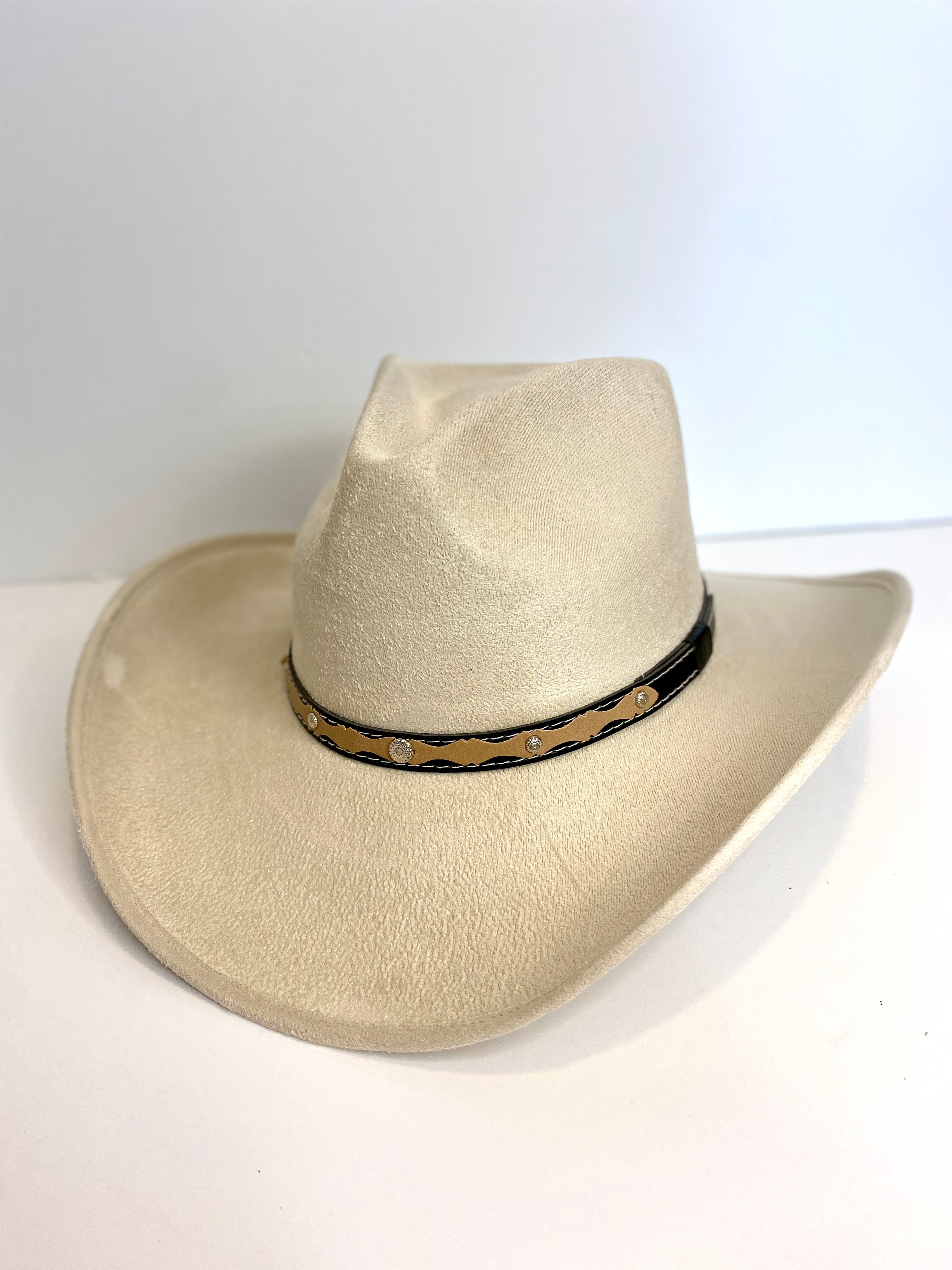 Santa Fe Vegan Suede Cowboy Rancher Hat- Ivory – Wilder and Soul Wholesale